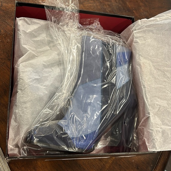 Renvy | Shoes | Blue Suede Patchwork Bootssz Eu 4 Us 9 | Poshmark